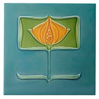 Floral Wall Decor Art Nouveau Vintage Abstract Cer Ceramic Tile | Zazzle