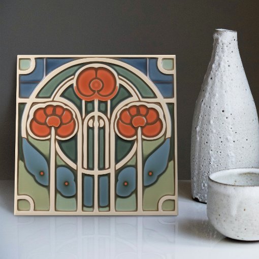 Floral Wall Decor Art Nouveau Vintage Deco Ceramic Tile | Zazzle
