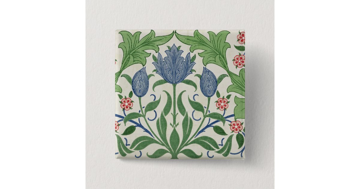 Floral wallpaper design pinback button | Zazzle