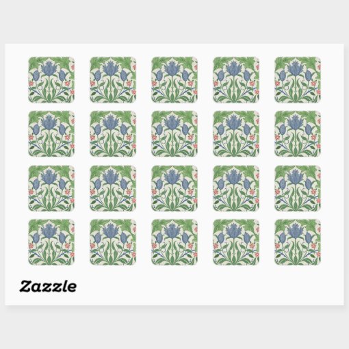 Floral wallpaper design square sticker | Zazzle