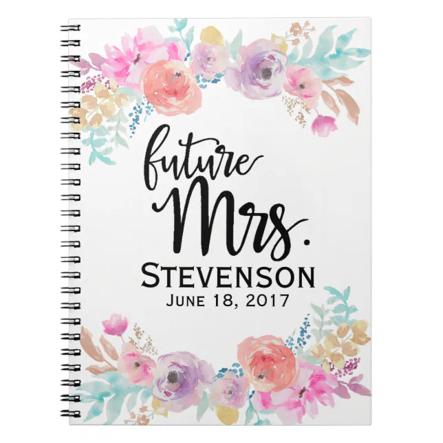 Floral Water Color Future Mrs. Notebook | Zazzle