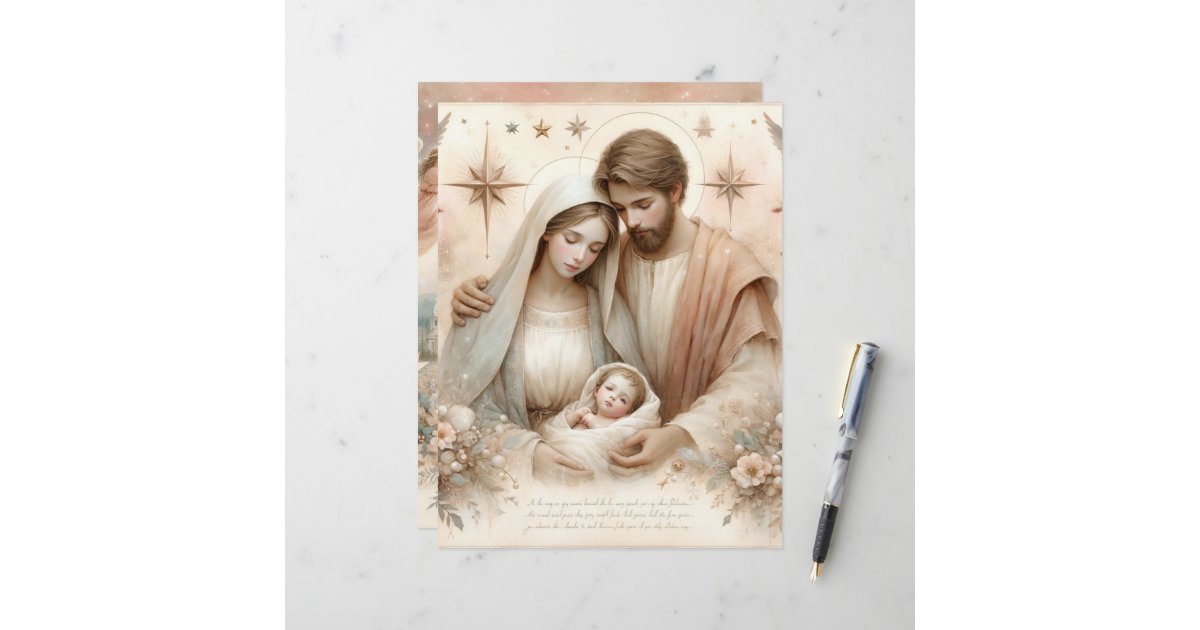 Floral Watercolor Baby Jesus Scrapbook Paper | Zazzle