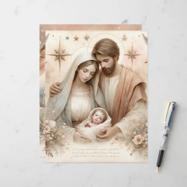 Floral Watercolor Baby Jesus Scrapbook Paper | Zazzle