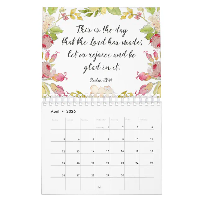 Floral Watercolor Bible Verse Calendar | Zazzle