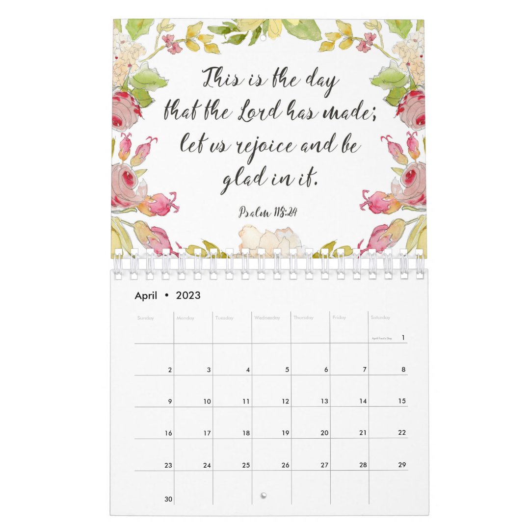 Floral Watercolor Bible Verse Calendar | Zazzle