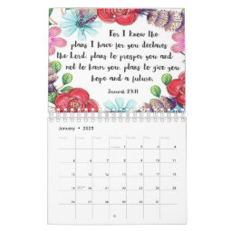 Floral Watercolor Bible Verse Calendar | Zazzle