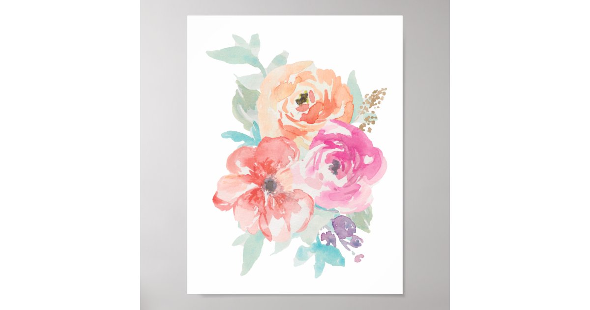 Floral Watercolor Bouquet Poster I | Zazzle
