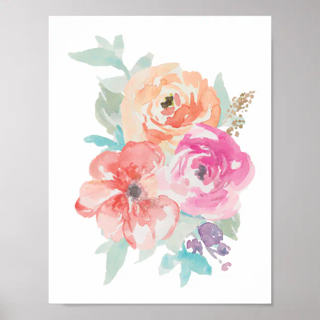 Floral Watercolor Bouquet Poster I | Zazzle