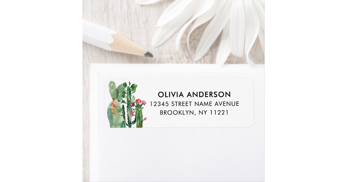 Floral Watercolor Cactus Cacti Desert Succulent Label | Zazzle