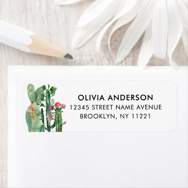 Floral Watercolor Cactus Cacti Desert Succulent Label | Zazzle