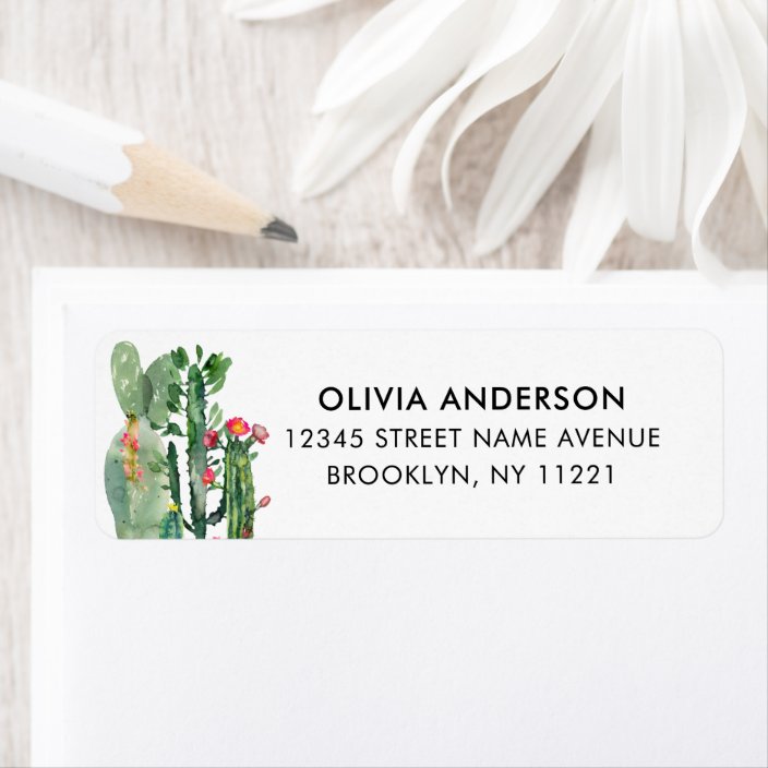 Floral Watercolor Cactus Cacti Desert Succulent Label | Zazzle.com