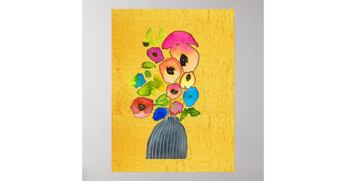 Floral watercolor colorful flowers poster | Zazzle