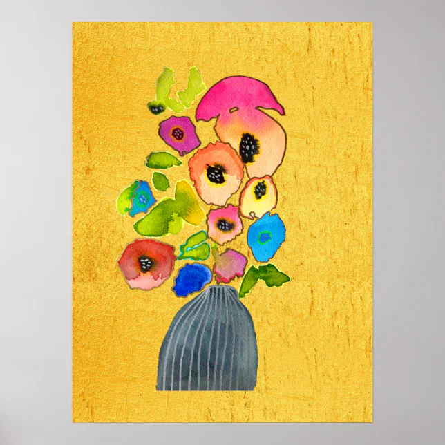 Floral watercolor colorful flowers poster | Zazzle