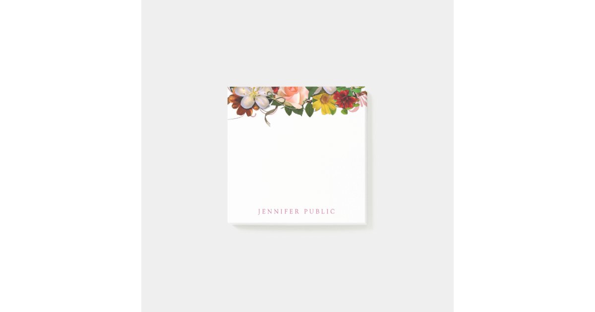 Floral Watercolor Flowers Roses Elegant Modern Post-it Notes | Zazzle