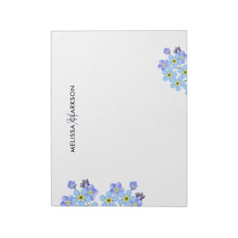 Floral Watercolor forget me not monogram name Notepad | Zazzle