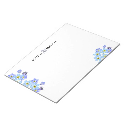 Floral Watercolor forget me not monogram name Notepad | Zazzle