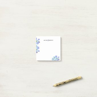Floral Watercolor forget me not monogram name Post-it Notes | Zazzle