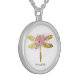 Floral Watercolor GOLD Glitter Dragonfly Sil Silver Plated Necklace ...