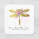 Floral Watercolor Gold Glitter Dragonfly Squ Square Business Card | Zazzle