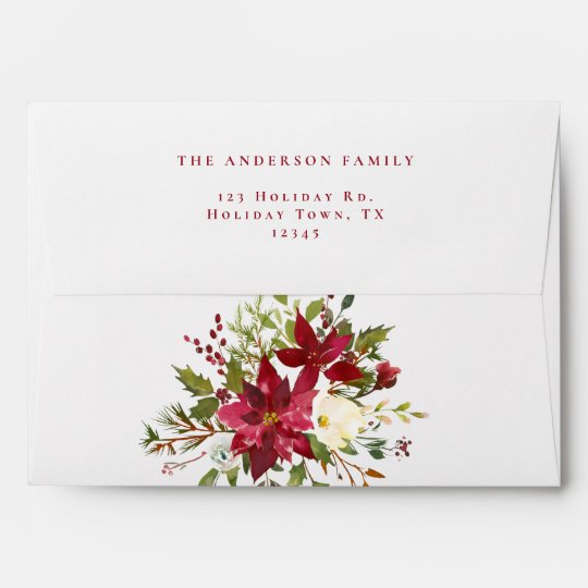Floral Watercolor Personalized Holiday Envelope | Zazzle.com
