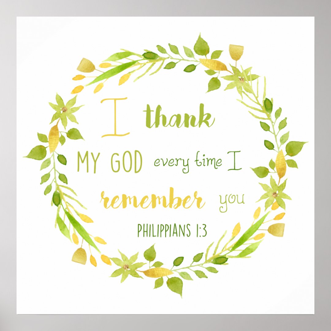 floral watercolor philippians bible verse poster | Zazzle