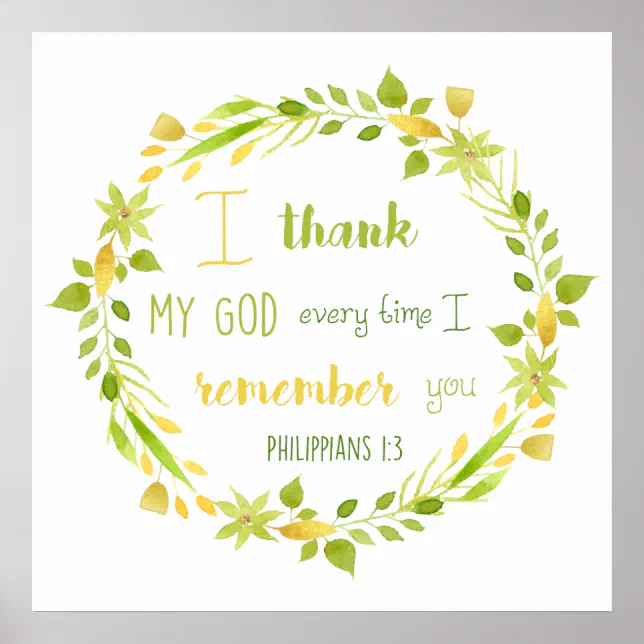 floral watercolor philippians bible verse poster | Zazzle
