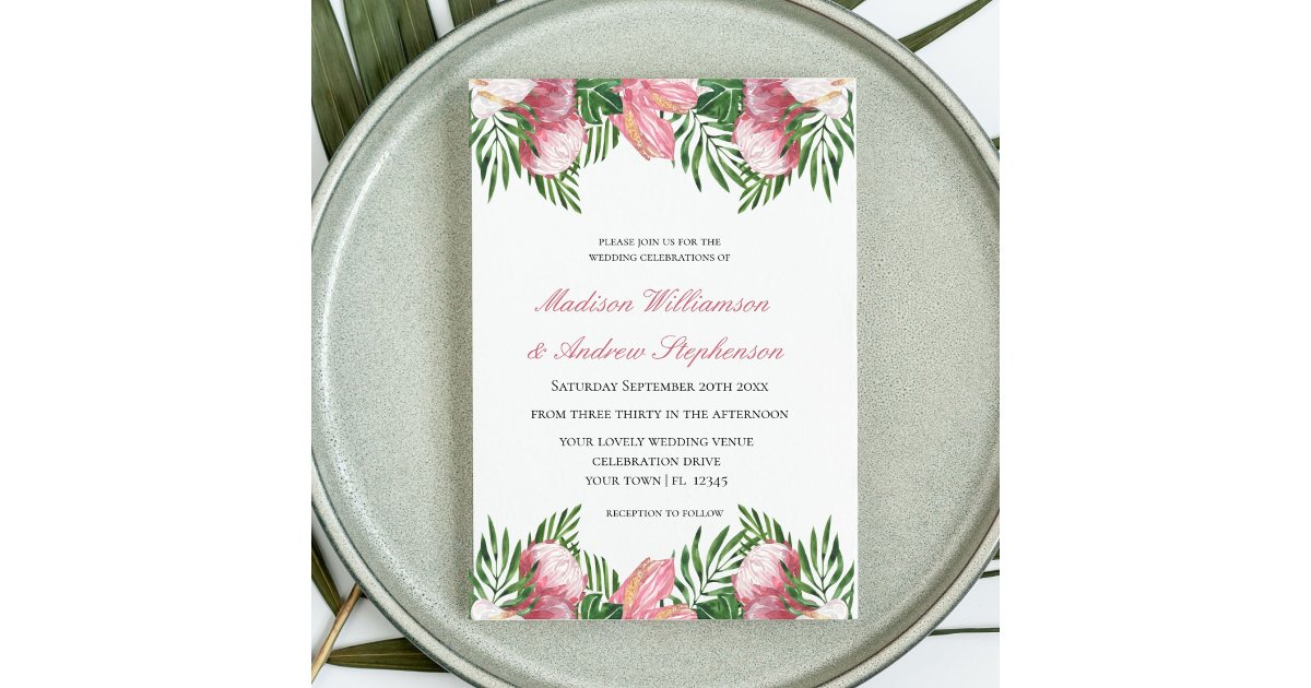 Floral Watercolor Tropical Paradise Wedding Invitation | Zazzle