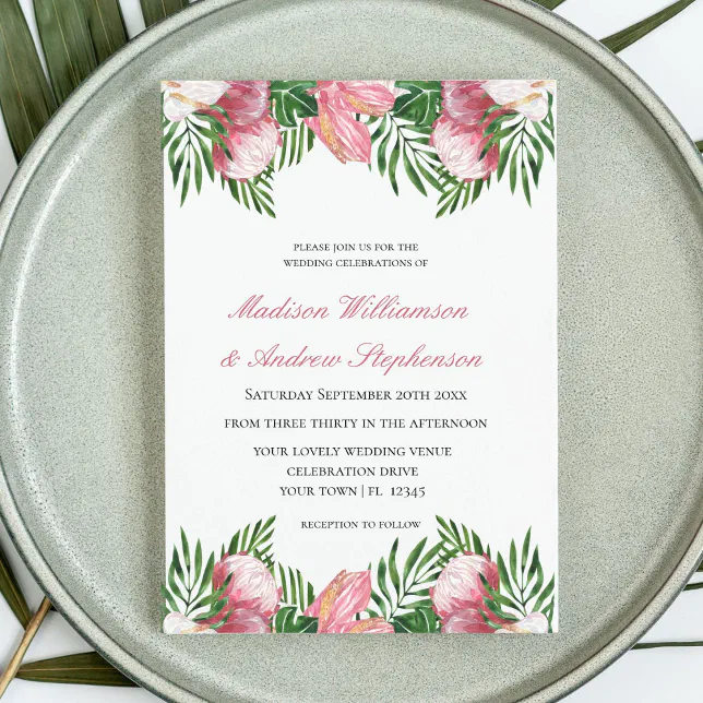 Floral Watercolor Tropical Paradise Wedding Invitation | Zazzle