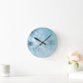 Floral Watercolor Turquoise Celestial Glitter Round Clock | Zazzle