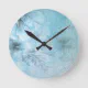 Floral Watercolor Turquoise Celestial Glitter Round Clock | Zazzle