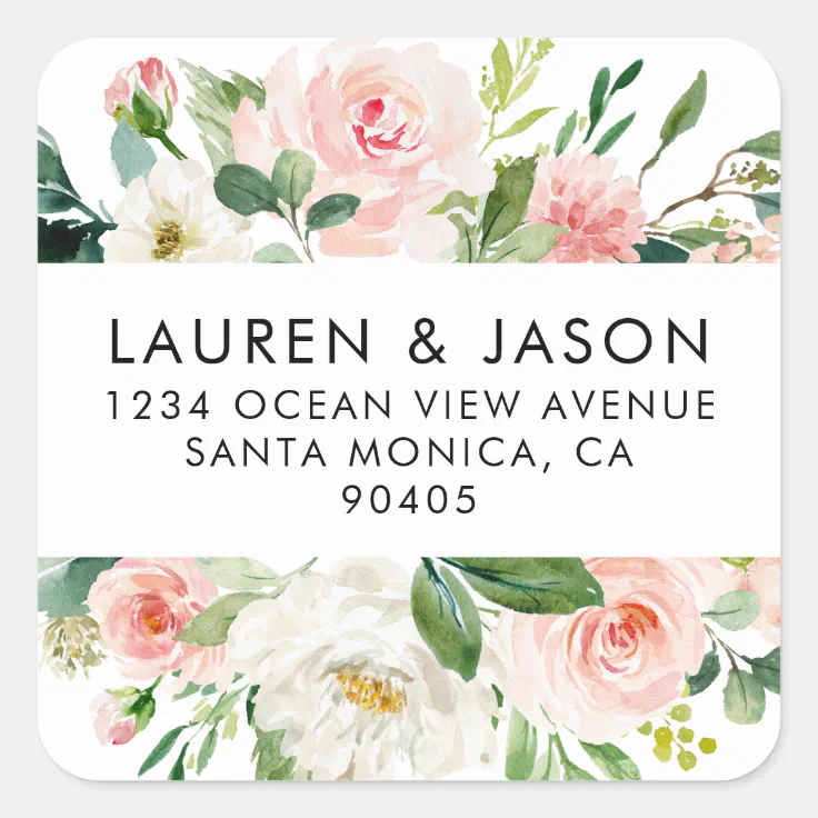 Floral Wedding Address Labels, Rustic, Boho Square Sticker | Zazzle