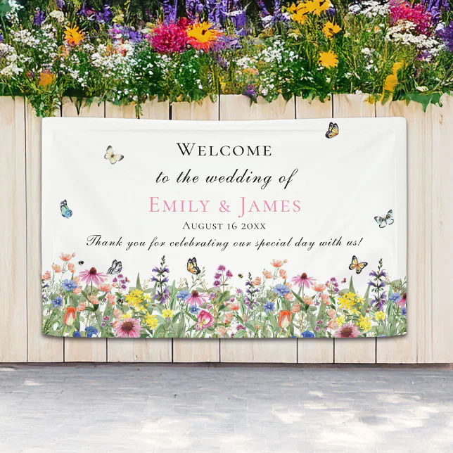Floral Wedding Banner | Zazzle
