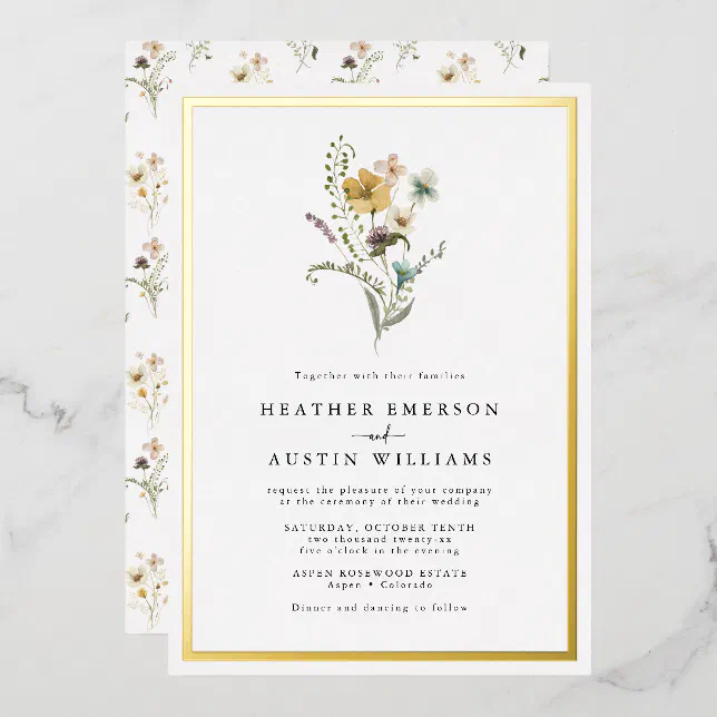 Floral Wedding Foil Invitation | Zazzle