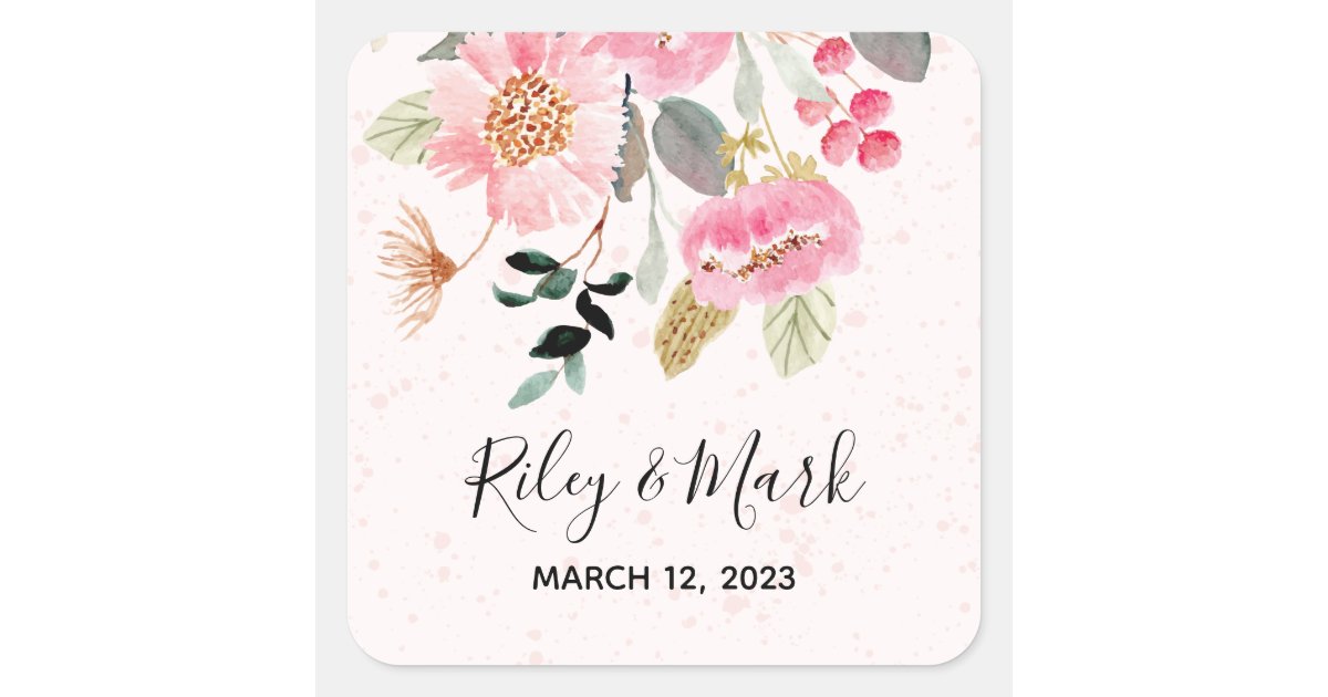 Floral Wedding Invite Sticker Envelope Seal E705 | Zazzle