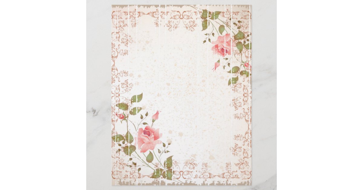 Floral Wedding Letterhead, Rose paper, Weddings | Zazzle