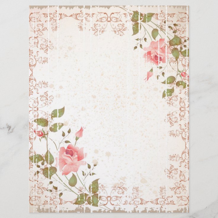 Floral Wedding Letterhead, Rose paper, Weddings | Zazzle