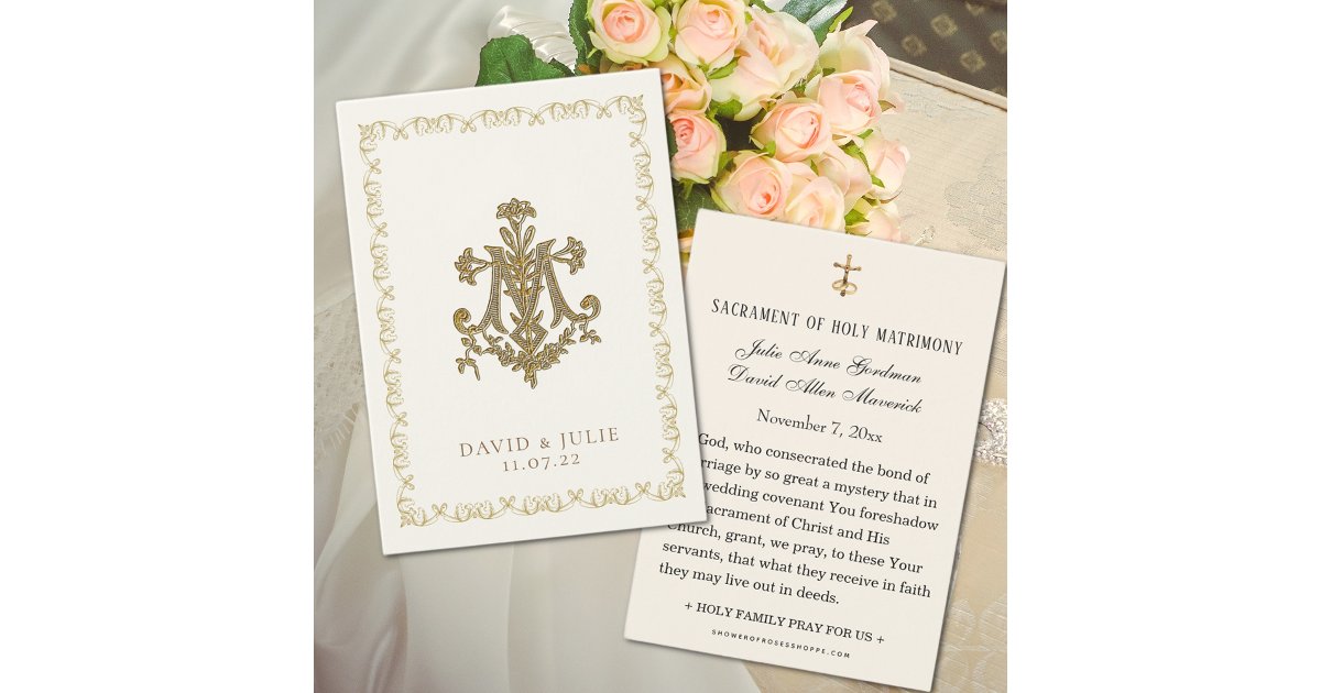 Floral Wedding Marian Cross Holy Card | Zazzle