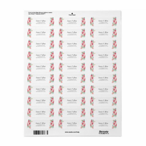 Floral Wedding Return Address Label Flowers Pink | Zazzle