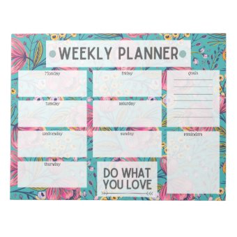 Floral Weekly Planner Notepad | Zazzle