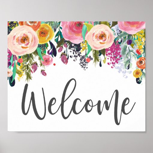 Floral Welcome Boho Bohemian Wall Art Poster | Zazzle