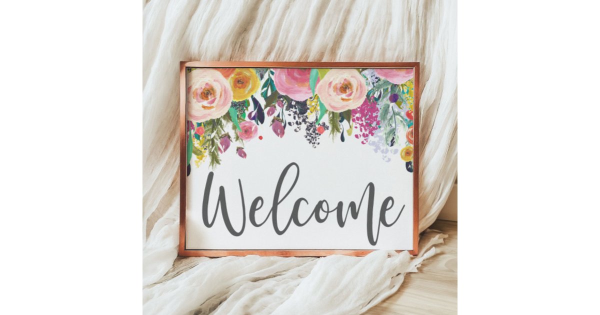 Floral Welcome Boho Bohemian Wall Art Poster | Zazzle