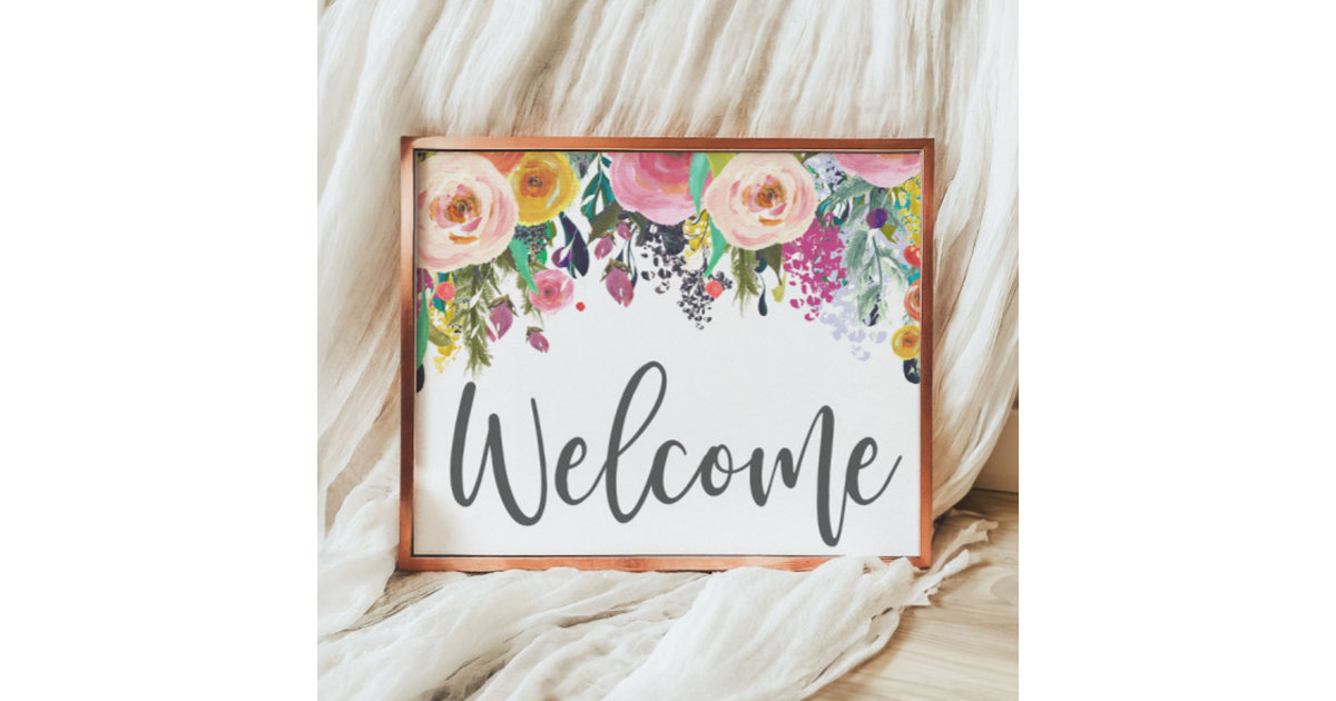 Floral Welcome Boho Bohemian Wall Art Poster | Zazzle