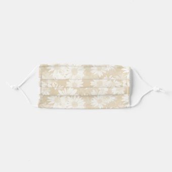 Floral White Daisy on Beige Pattern Adult Cloth Face Mask | Zazzle