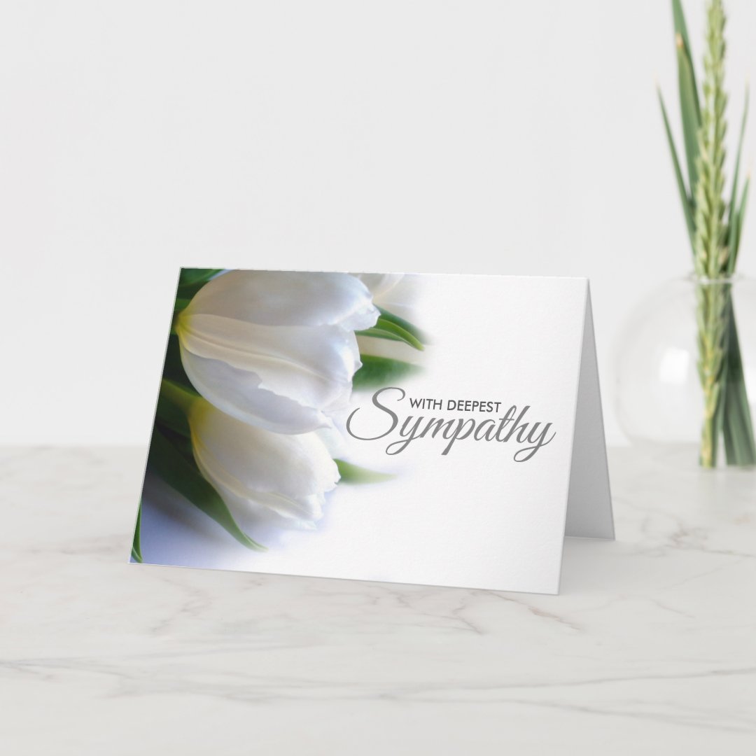 Floral White Deepest Sympathy Condolence Card | Zazzle