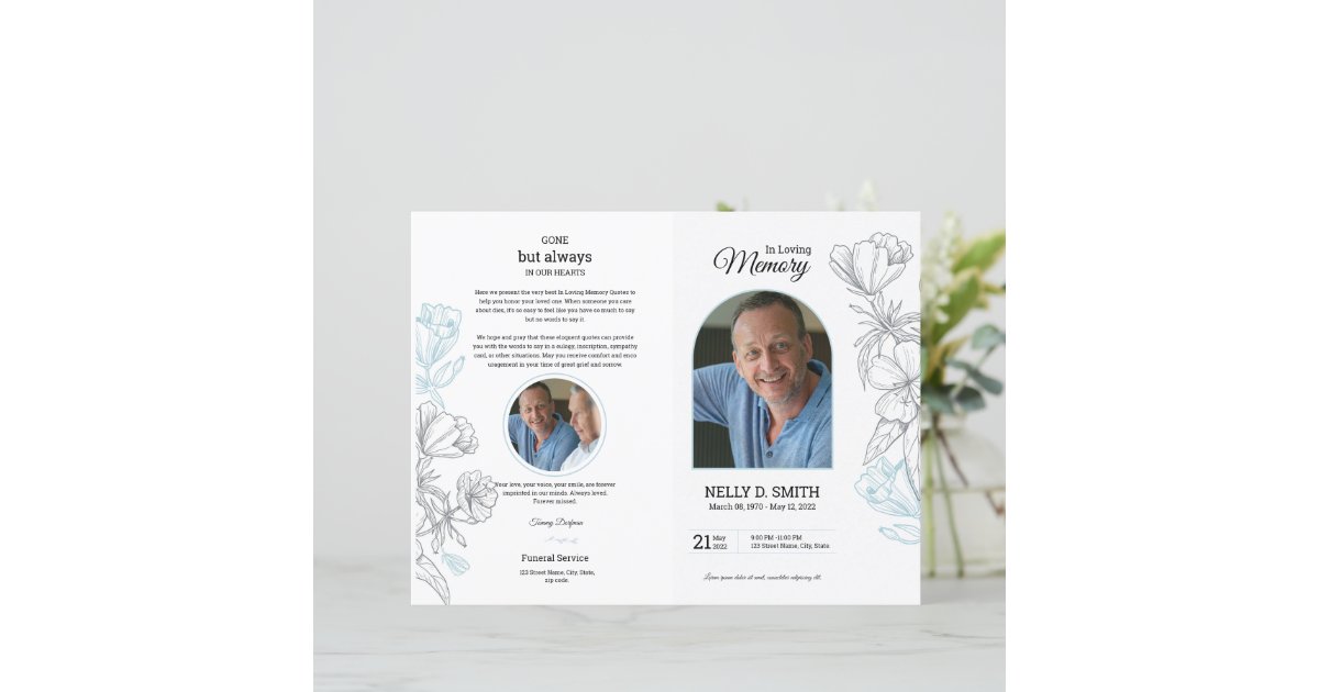 Floral White Funeral Program Template | Zazzle