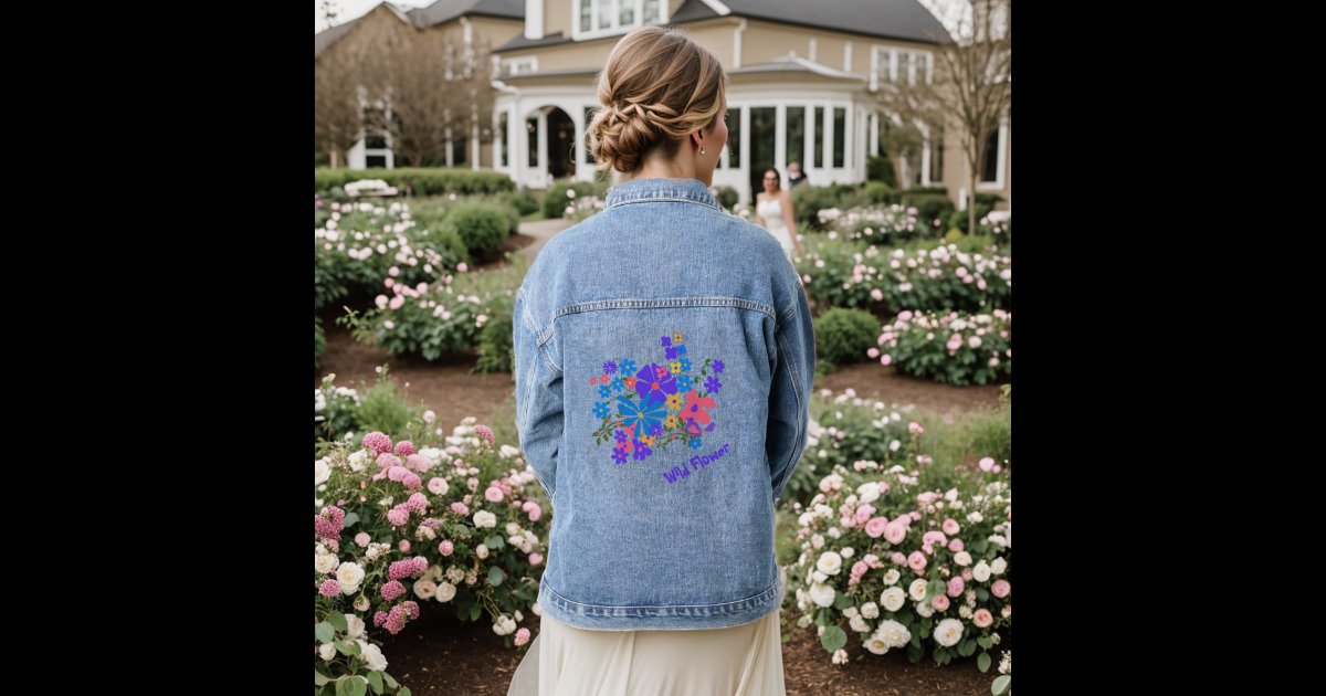 Floral "Wild Flower" Denim Jacket | Zazzle