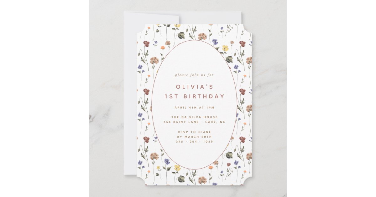 Floral Wildflower Birthday | Ticket Invitation | Zazzle