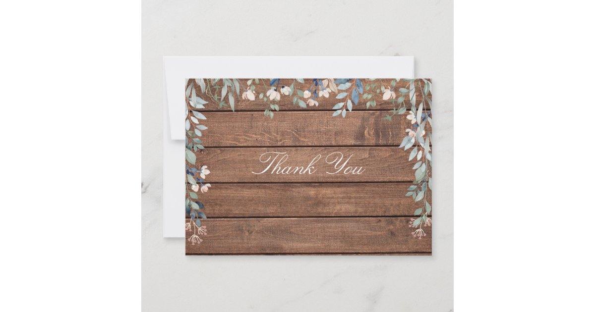 Floral Wildflowers Rustic Wood Thank You Card | Zazzle