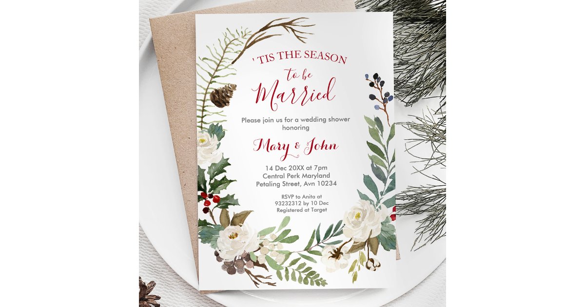 Floral Winter Wedding Invitation | Zazzle