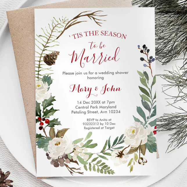 Floral Winter Wedding Invitation | Zazzle